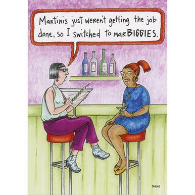 Woman Sitting on Bar Stool and Drinking Big Martini Feminine Funny ...