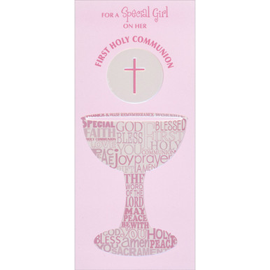 Chalice Shape Filled with Words of Faith on Pink 1st / First Communion ...