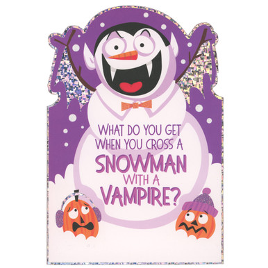 Cross a Snowman with a Vampire Die Cut Juvenile Halloween Card for Kids ...