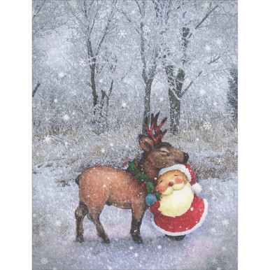 Santa Hugging Tiny Reindeer in Falling Snow Package of 8 Cute Christmas ...