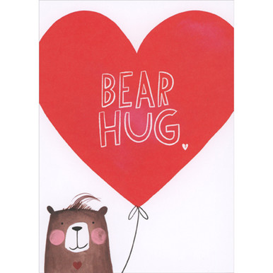 Brown Bear Holding Heart Shaped Bear Hug Balloon Valentine's Day Card ...