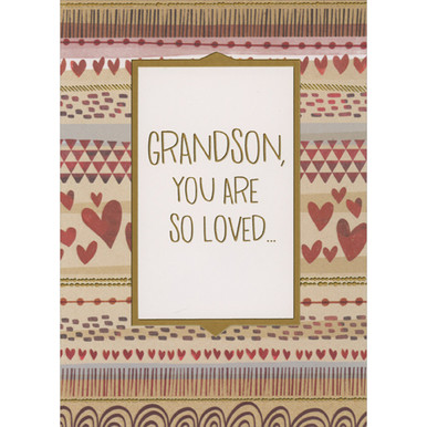 Grandson, You Are Loved Gold Foil Letters in White Rectangular Banner ...