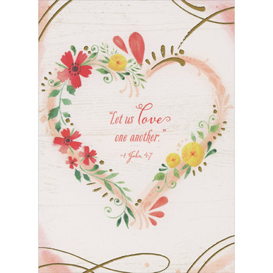 Let Us Love One Another Scripture Verse Inside Floral Heart Religious ...