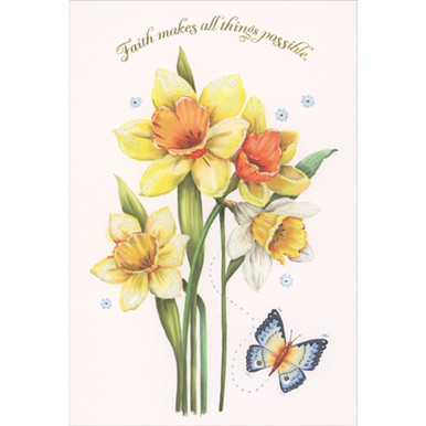 Faith Makes All Things Possible: Blue Butterfly and Bright Daffodils ...