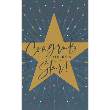 Congrats, You're a Star: Gold Foil Star Over Blue Lined Starburst Money ...