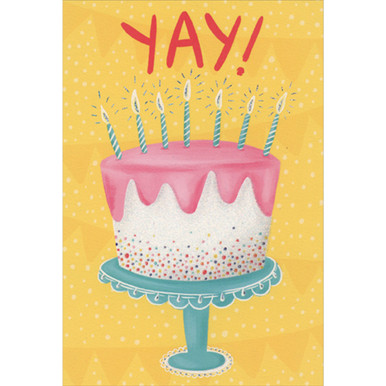 Yay: Pink Frosted Sparkling Birthday Cake with Blue and White Striped ...