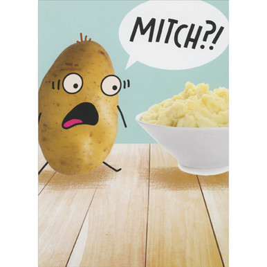 Potato Man Staring at Bowl of Mashed Potatoes Funny Thanksgiving Card ...
