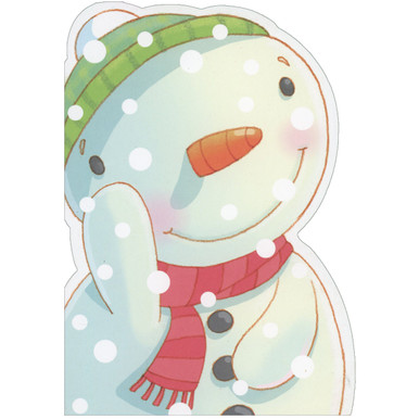 Cute Snowman Holding Hand to Its Cheek Die Cut Christmas Card for Kids ...