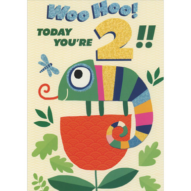 You're 2 Today: Chameleon Sitting on Top of Flower 2nd Birthday Card ...