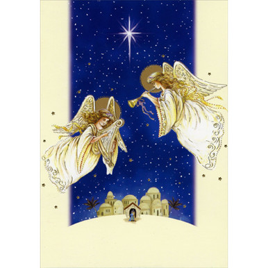 Angels Over Bethlehem Religious Box of 18 Christmas Cards | PaperCards.com