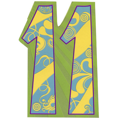 Die Cut Number 11 with Purple Foil Border Age 11 / 11th Birthday Card ...