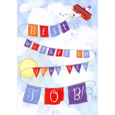 Airplane with Best Wishes Banner New Job Congratulations Card ...
