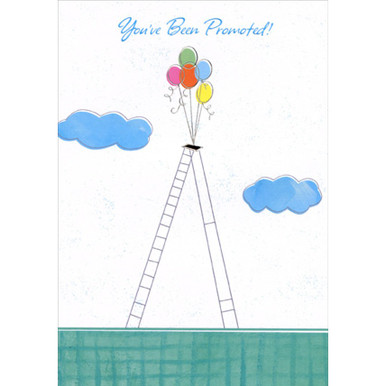 Silver Foil Ladder and Balloons Promotion Congratulations Card ...