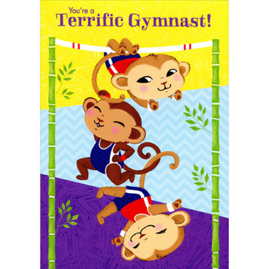 Terrific Gymnast Monkeys Gymnastics Congratulations Card for Kids ...