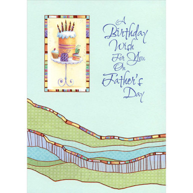 Birthday Cake in Die Cut Window Tri Fold Father's Day Card | PaperCards.com