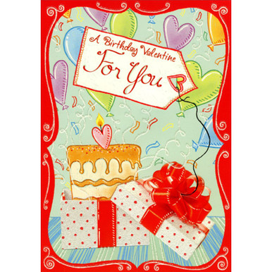 Gifts and Cake Valentine's Day Birthday Card | PaperCards.com