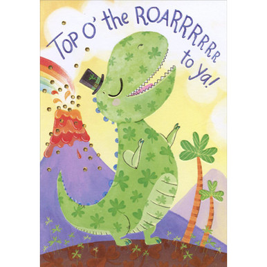 Roaring Dinosaur Juvenile St. Patrick's Day Card for Boy | PaperCards.com