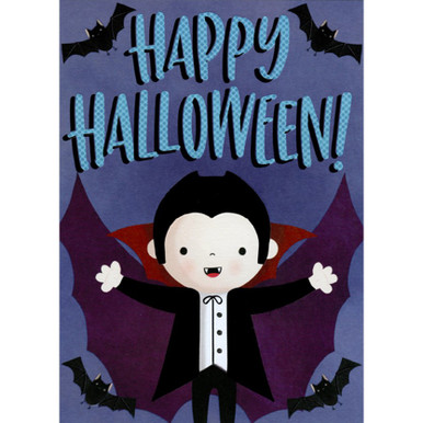 Cute Vampire with Four Bats Juvenile Halloween Card for Boy ...
