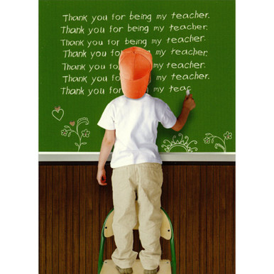 Student Writing on Chalkboard Teacher Appreciation / Thank You Card ...