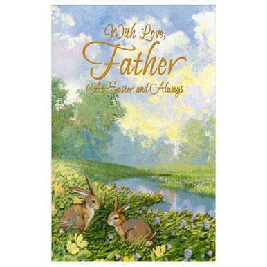 Bunnies in Field of Tulips: Father Easter Card | PaperCards.com