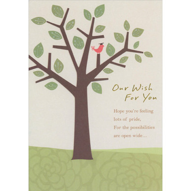 Small Pink Grad Bird in Tree : Our Wishes Graduation Congratulations ...