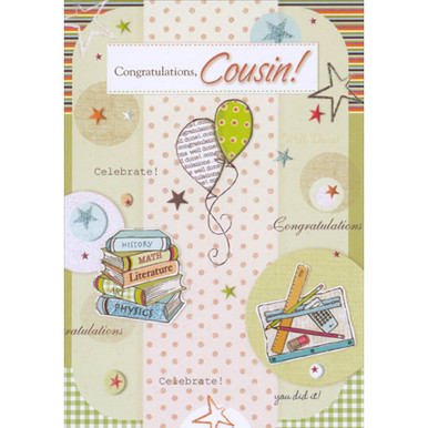 Books, Balloons and School Supplies Graduation Congratulations Card for ...