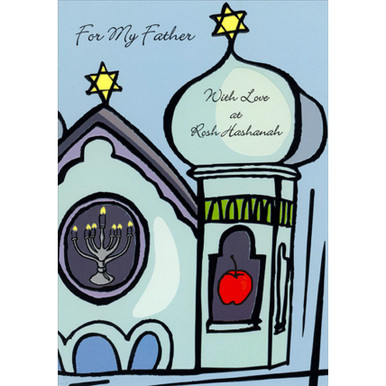 Building with Thick Black Outlines Rosh Hashanah / Jewish New Year Card ...