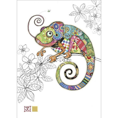 Chameleon with Various Colorful Patches Blank Note Card | PaperCards.com