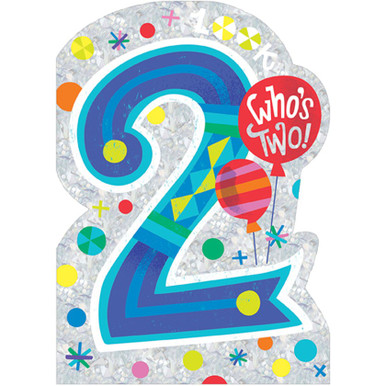 Look Who's Two Die Cut Foil Age 2 / 2nd Birthday Card | PaperCards.com