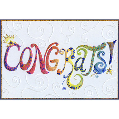 Ornate Congrats Text Bright and Colorful 'Jane' Congratulations Card ...