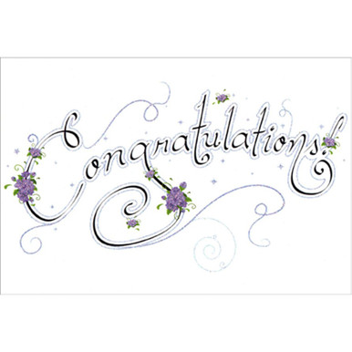 Purple Flowers on Congratulations Lettering Graduation Congratulations ...