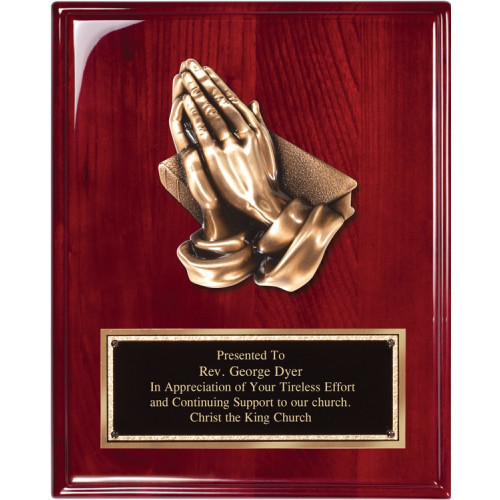 Rosewood Praying Hands Plaque - classicachievements.com