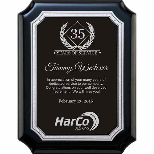 Ebony Retirement Plaque w/Silver Plate - Classic Achievements, Inc