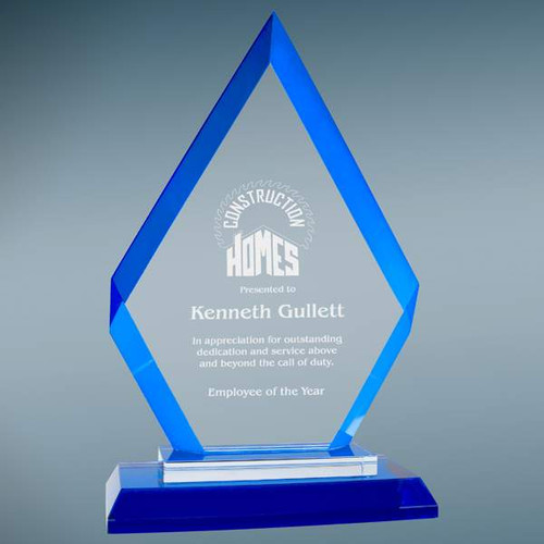 Blue Diamond Point Glass Award - classicachievements.com
