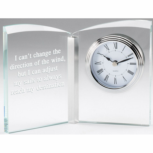 Glass Book Award with Clock - classicachievements.com
