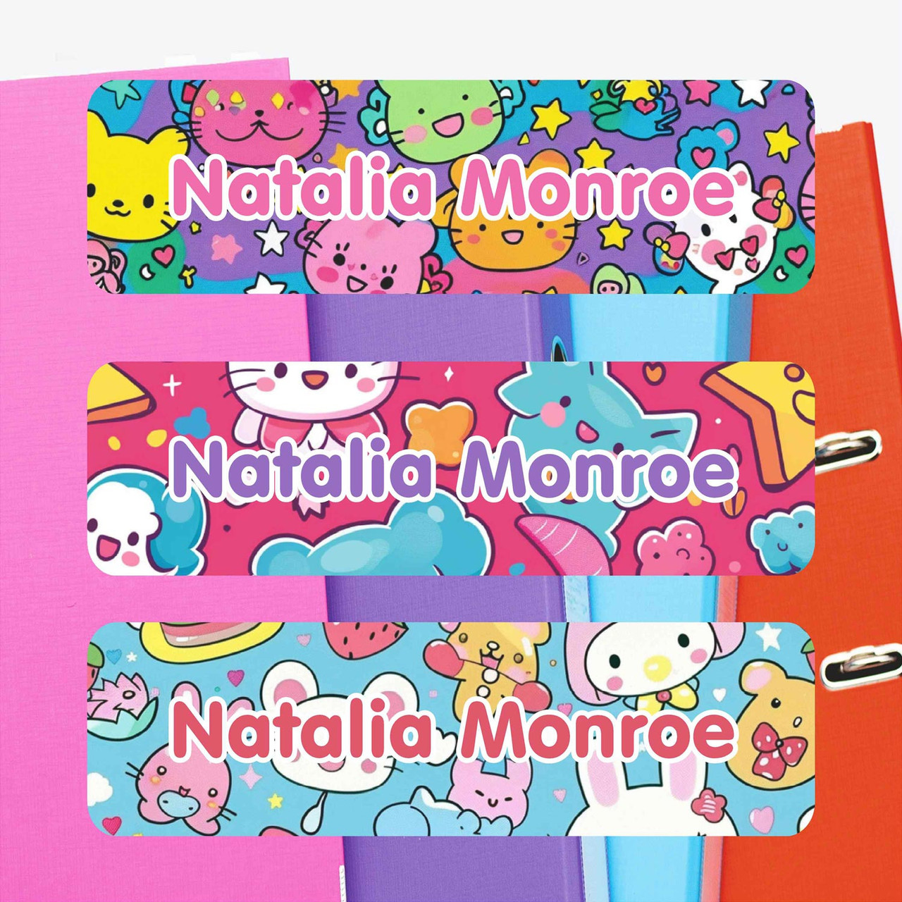 Kawaii Large Rectangle Name Labels | Waterproof Kids