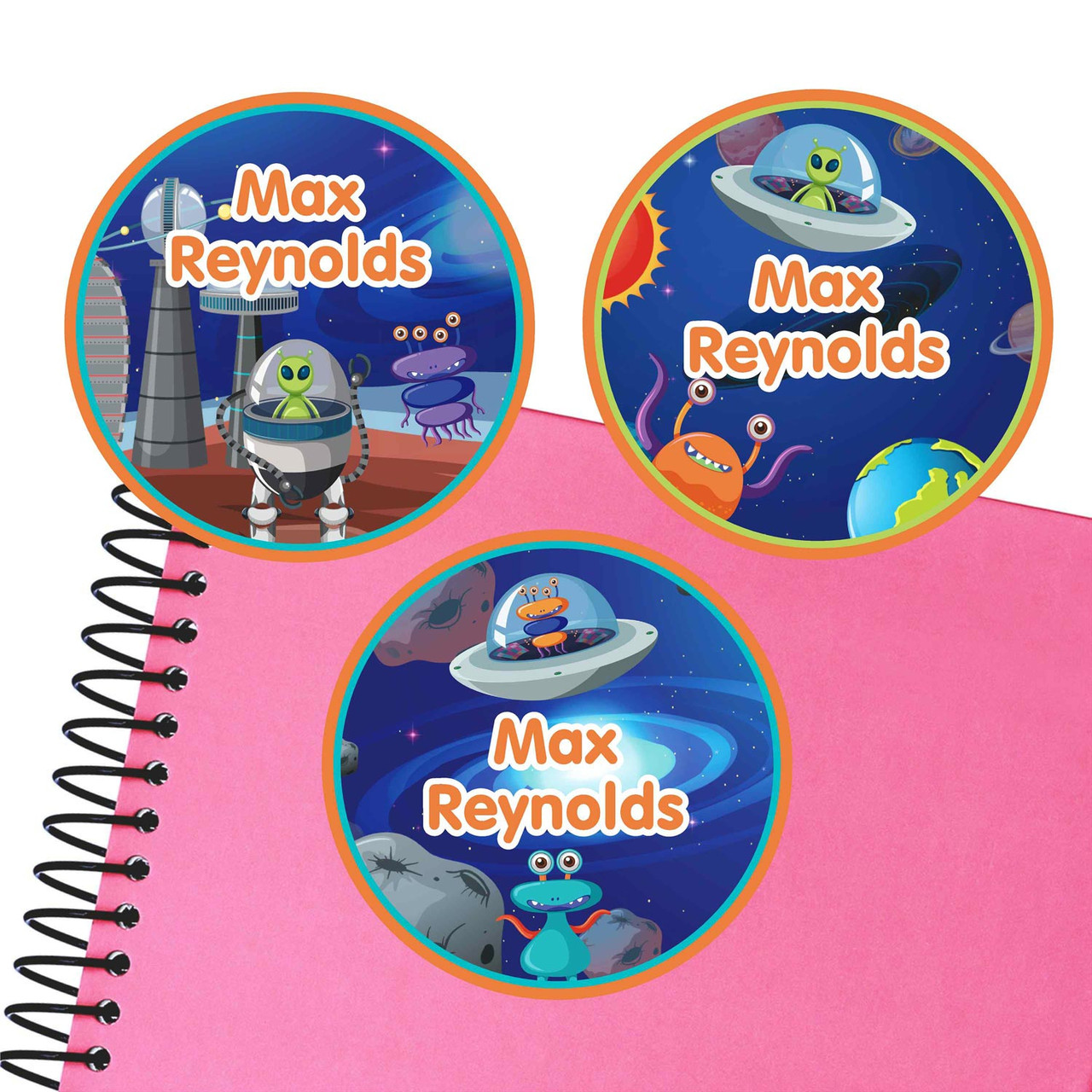 Aliens Large Round Labels | Waterproof Labels