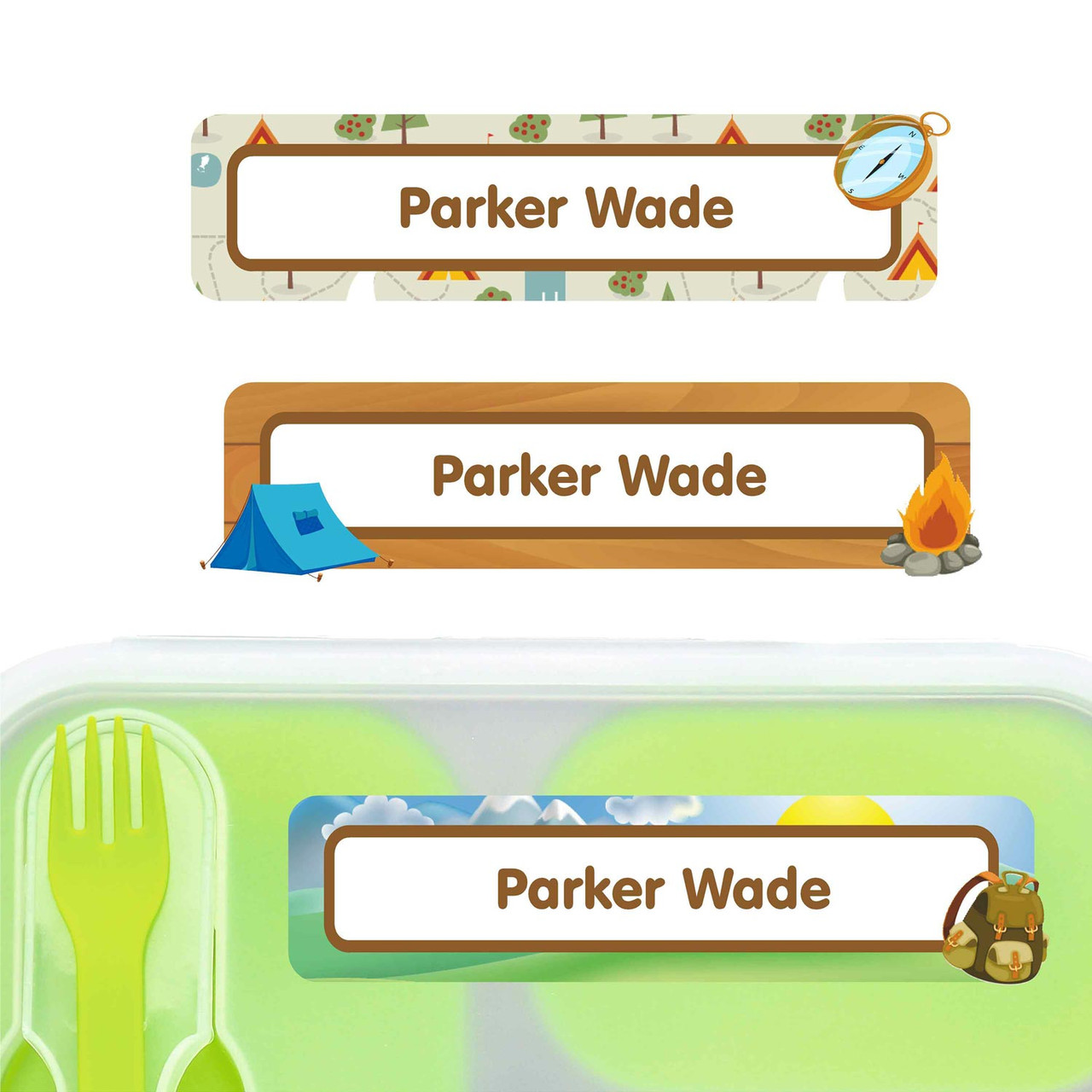 Camping Large Rectangle Labels | Waterproof Kids