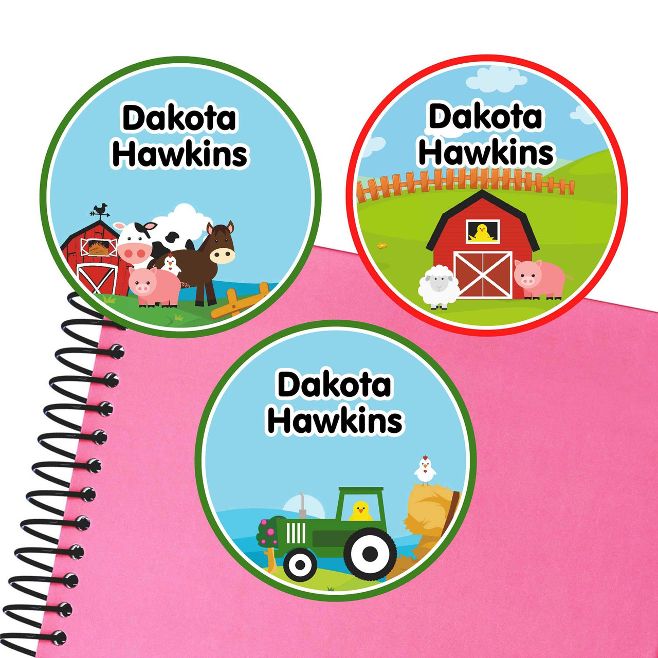 Farm Animals Large Round Labels | Waterproof Labels