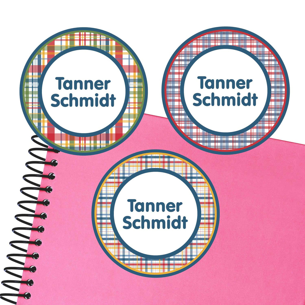 Perfectly Plaid Large Round Labels | Waterproof Labels