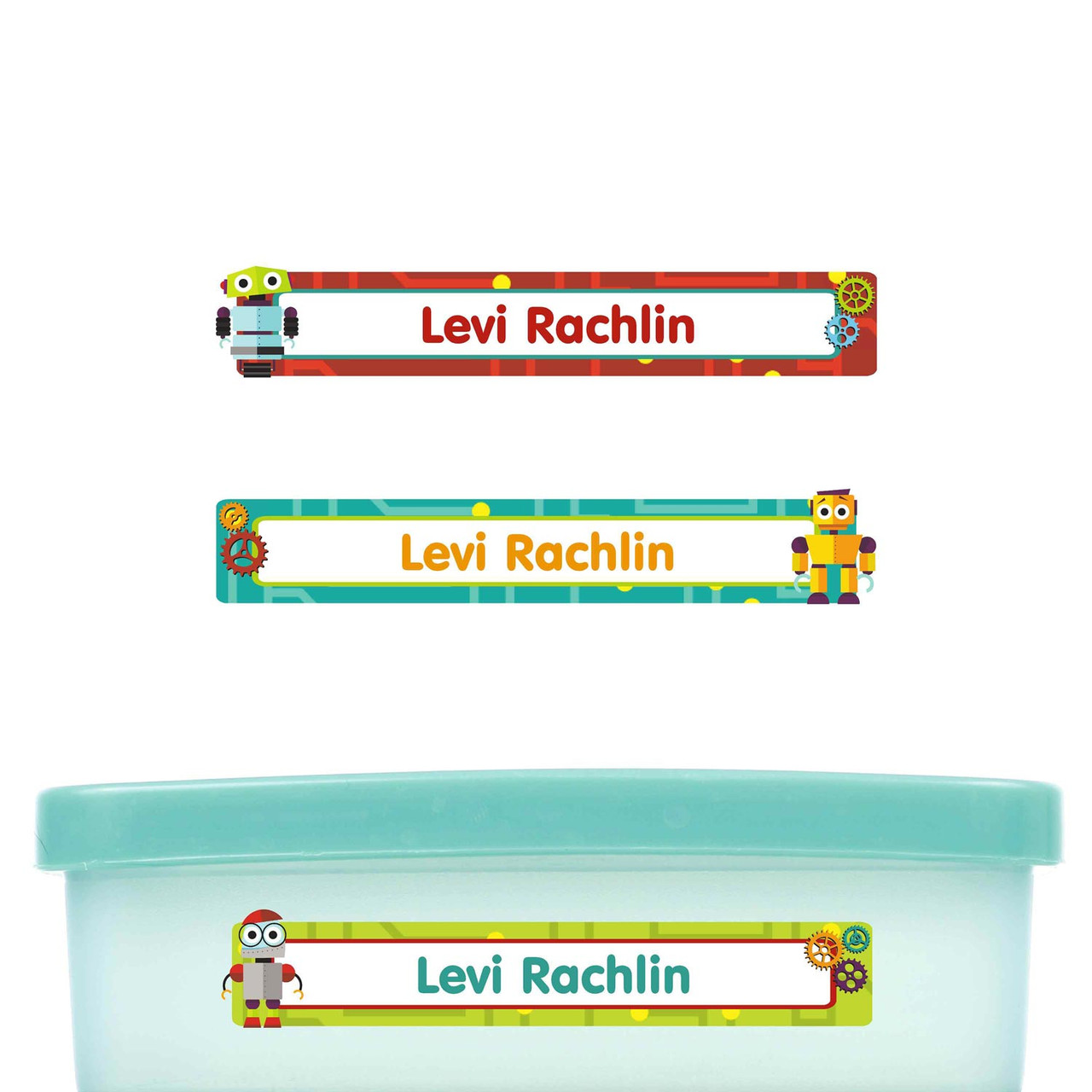 Skinny Name Labels | Robots Slim Rectangle Labels