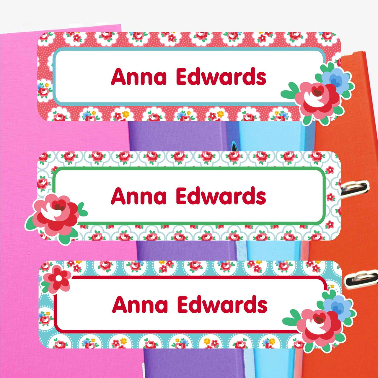 Roses Large Rectangle Name Labels | Waterproof Kids