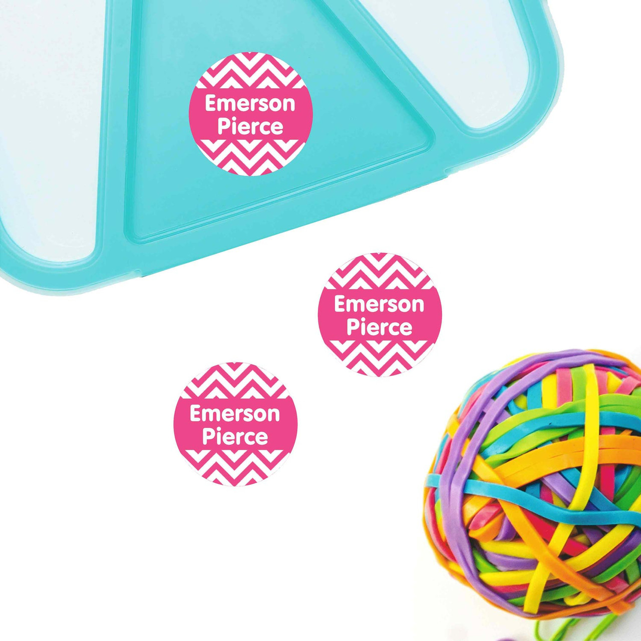 Chevron Small Round Name Labels | Waterproof Stickers