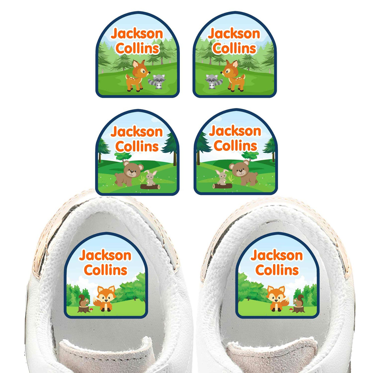 Forest Friends Kids Shoe Labels | Waterproof Shoe Labels