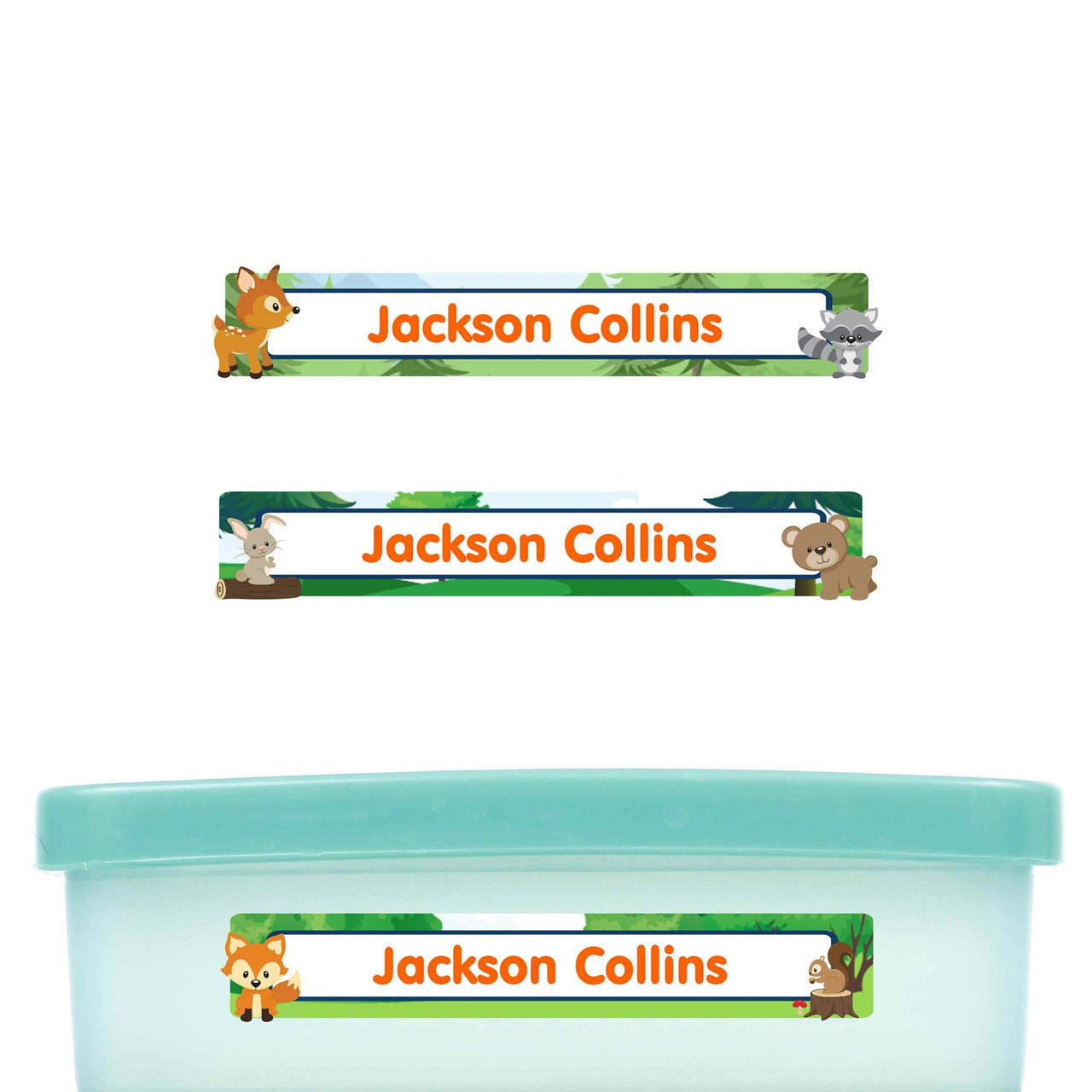 Skinny Name Labels | Forest Friends Slim Rectangle