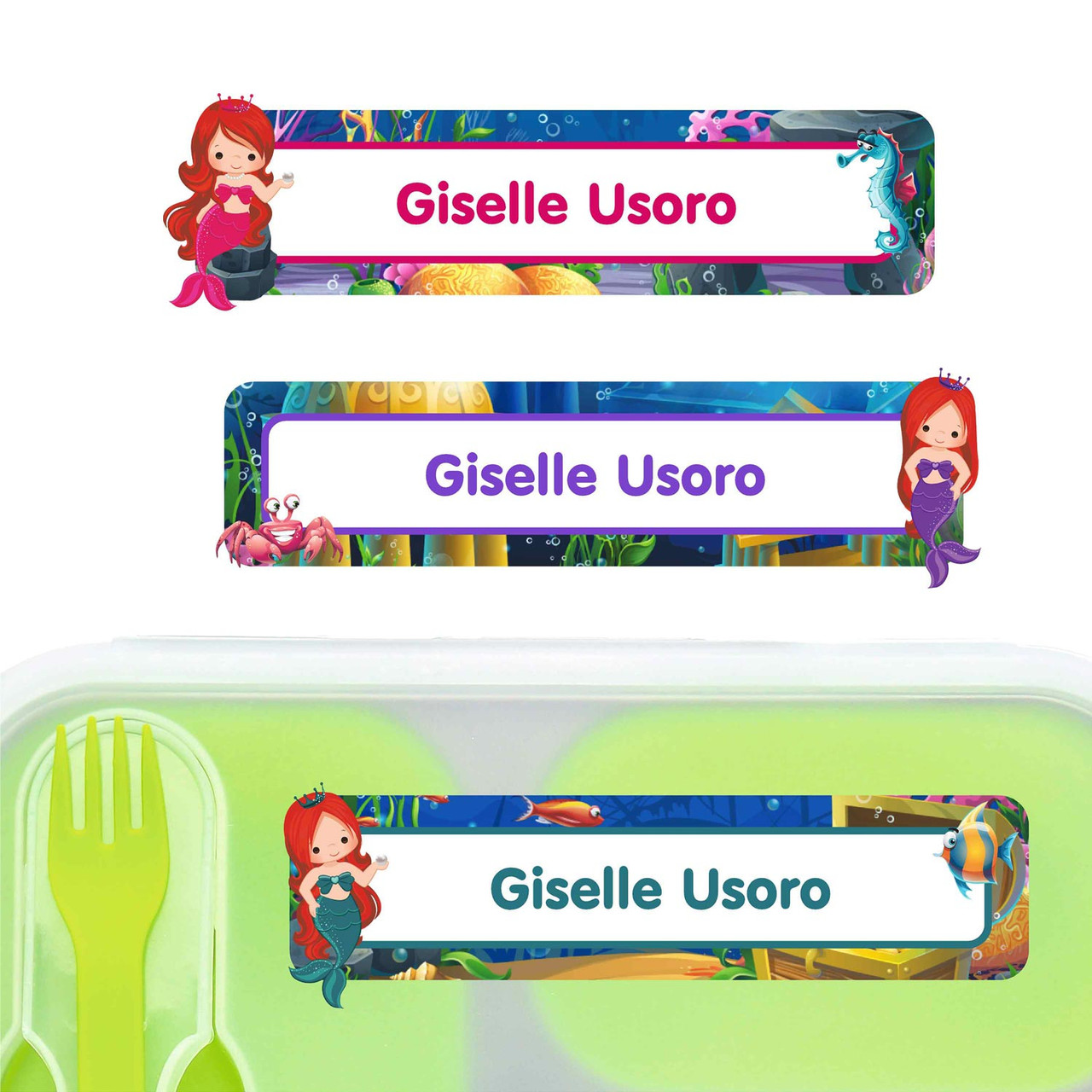 Mermaids Large Rectangle Labels | Waterproof Kids