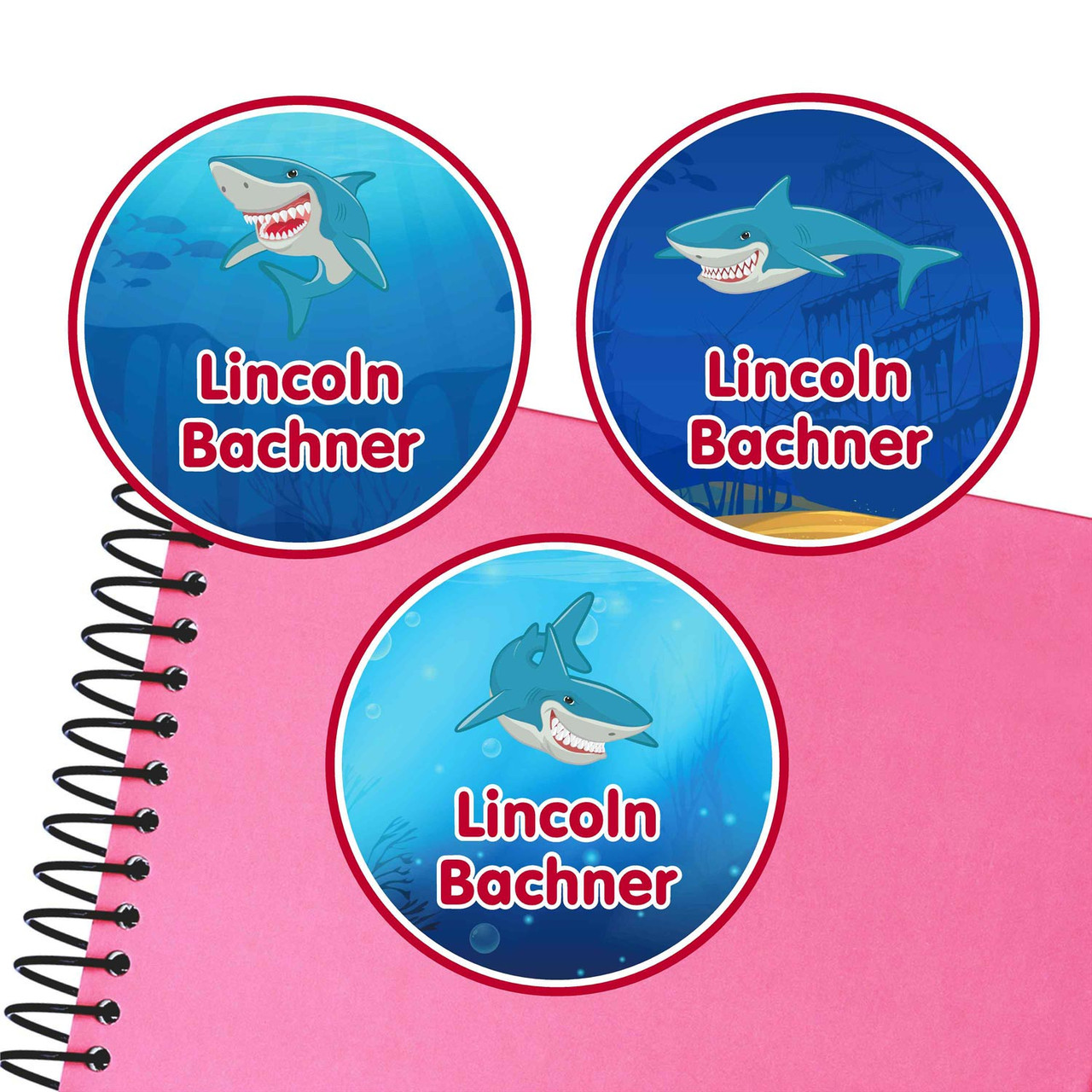 Sharks Large Round Labels | Waterproof Labels