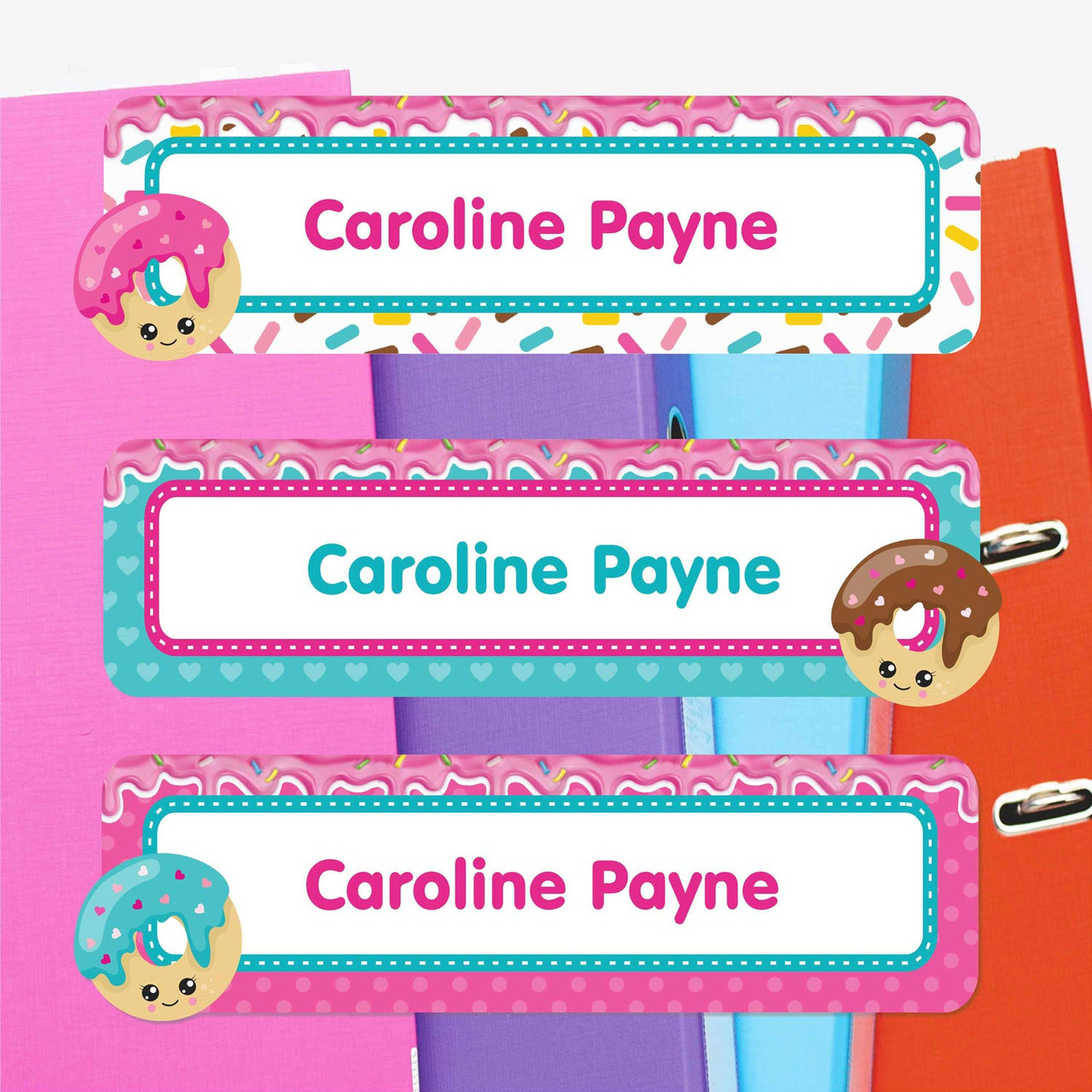 Donuts Large Rectangle Name Labels | Waterproof Kids