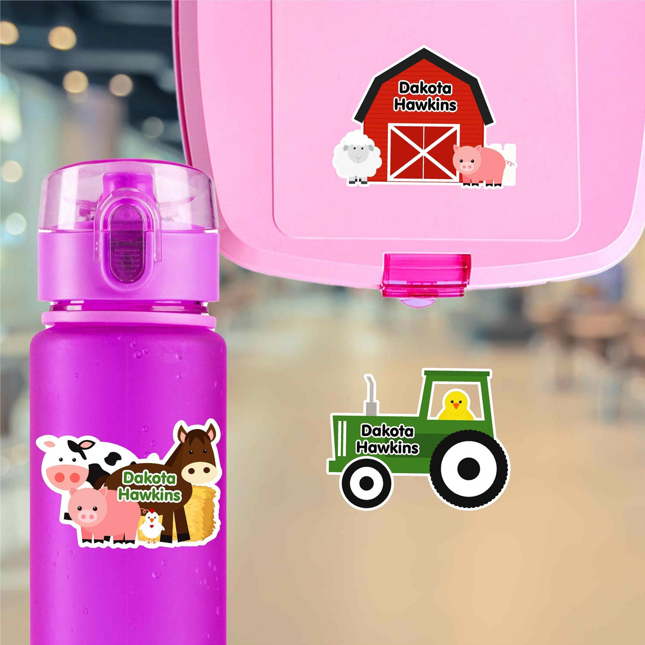 Farm Animals Large Name Labels - Die Cut Waterproof