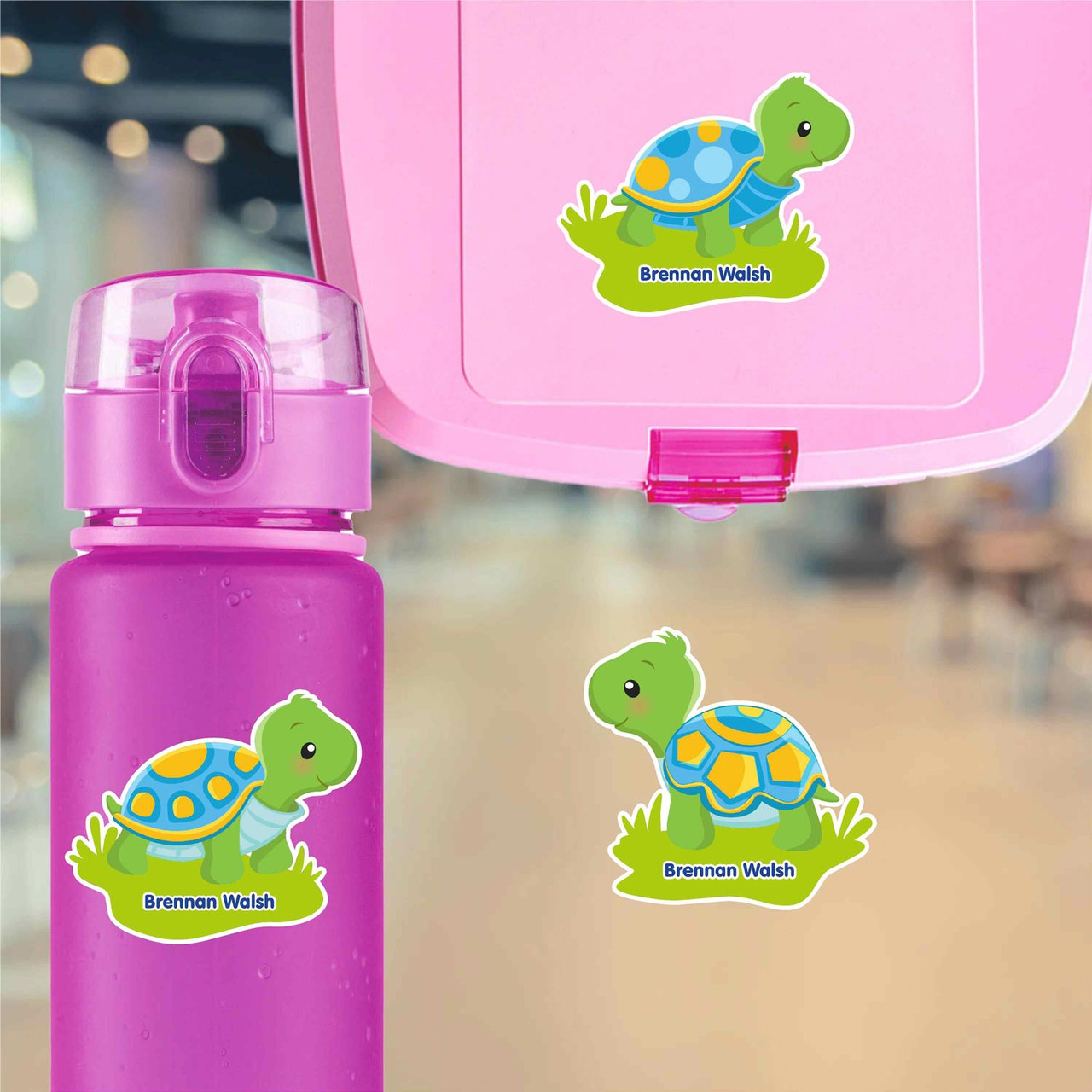 Turtles Large Name Labels - Die Cut Waterproof